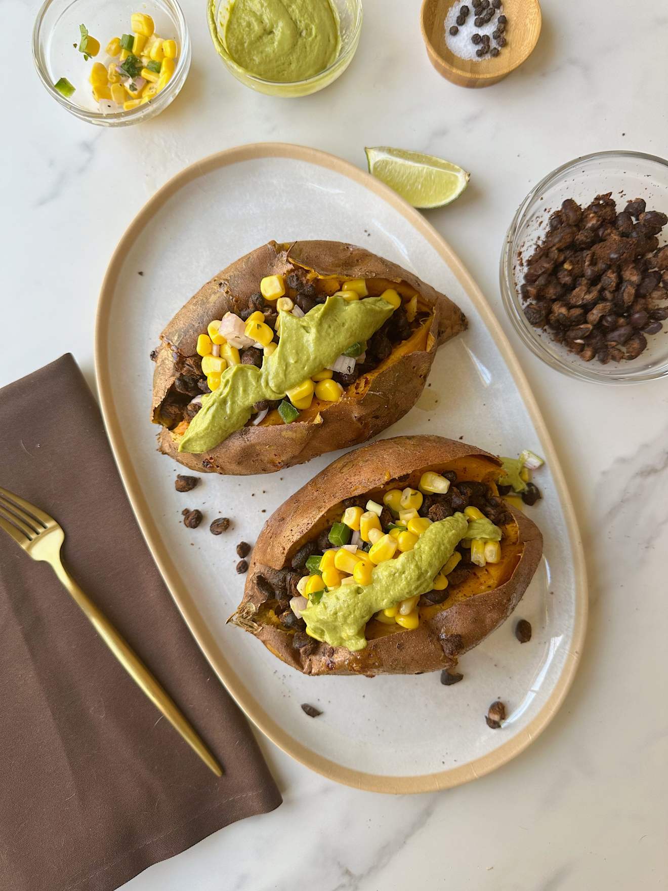 Easy Vegan Loaded Sweet Potatoes