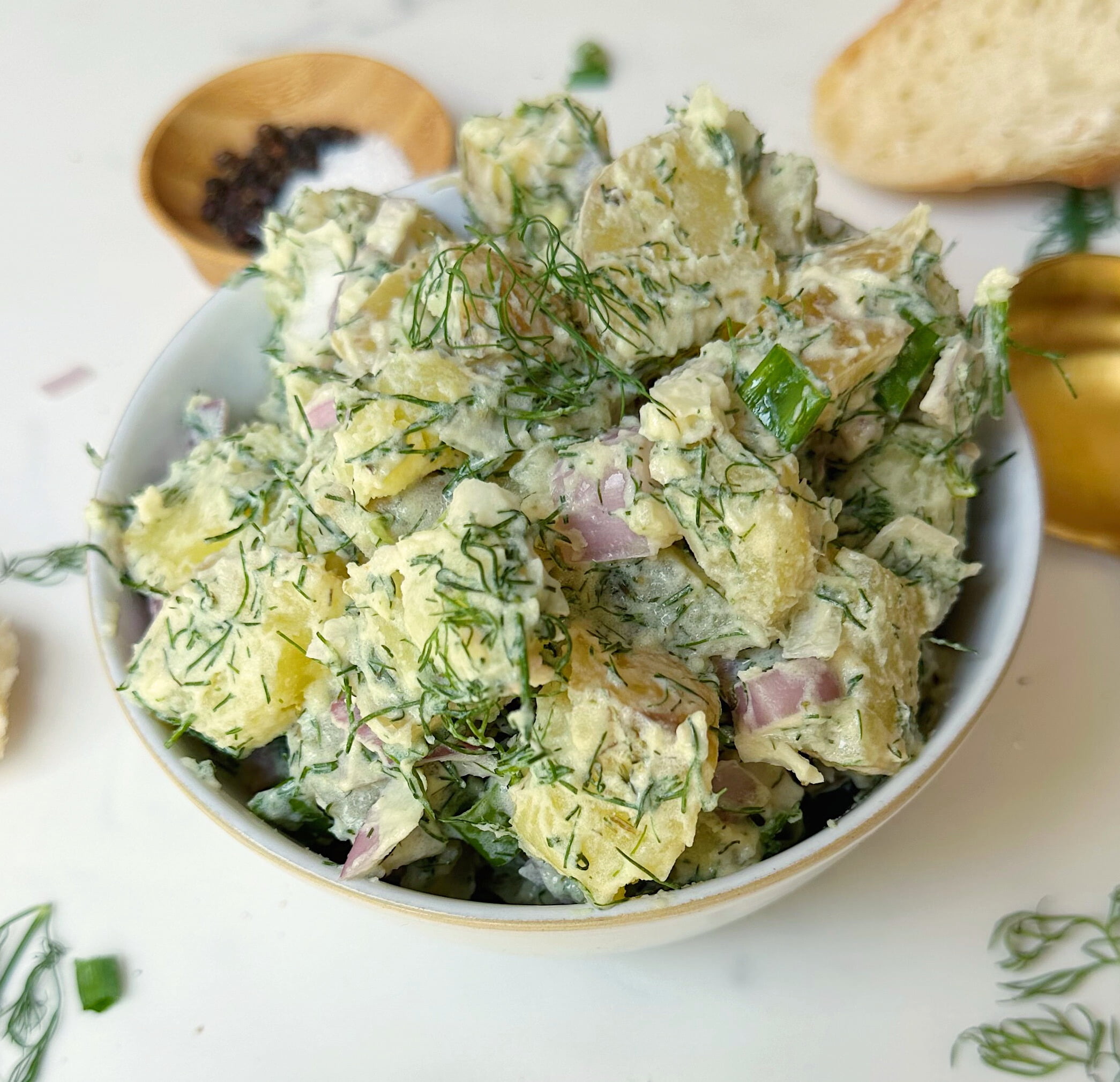 Easy Vegan Dill Potato Salad (no mayo, no oil)